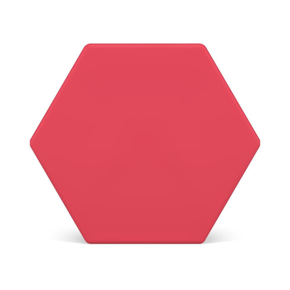 Red Hexagonal Geometric Vertical Wall Six Side Corner Basic Foundation 3d Element Realistic