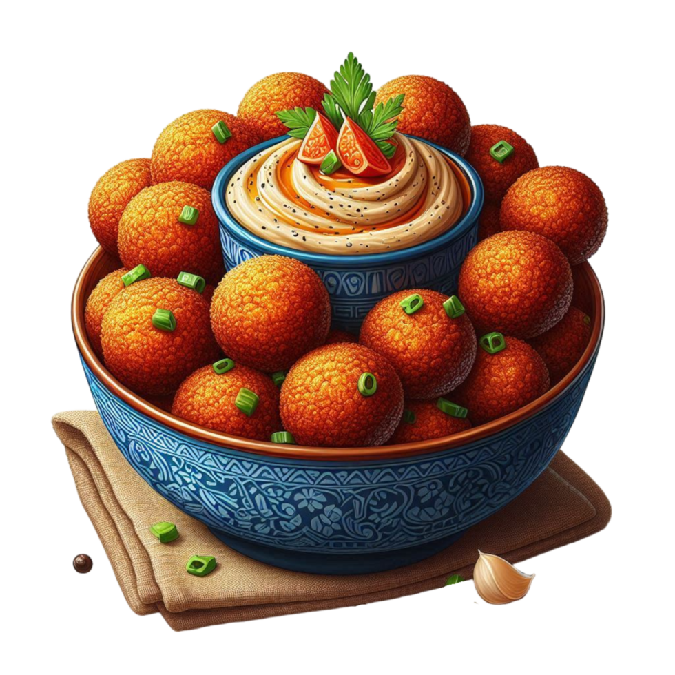 Generated Ai Bowl Of Food With Dip And Nuts 46156599 Png