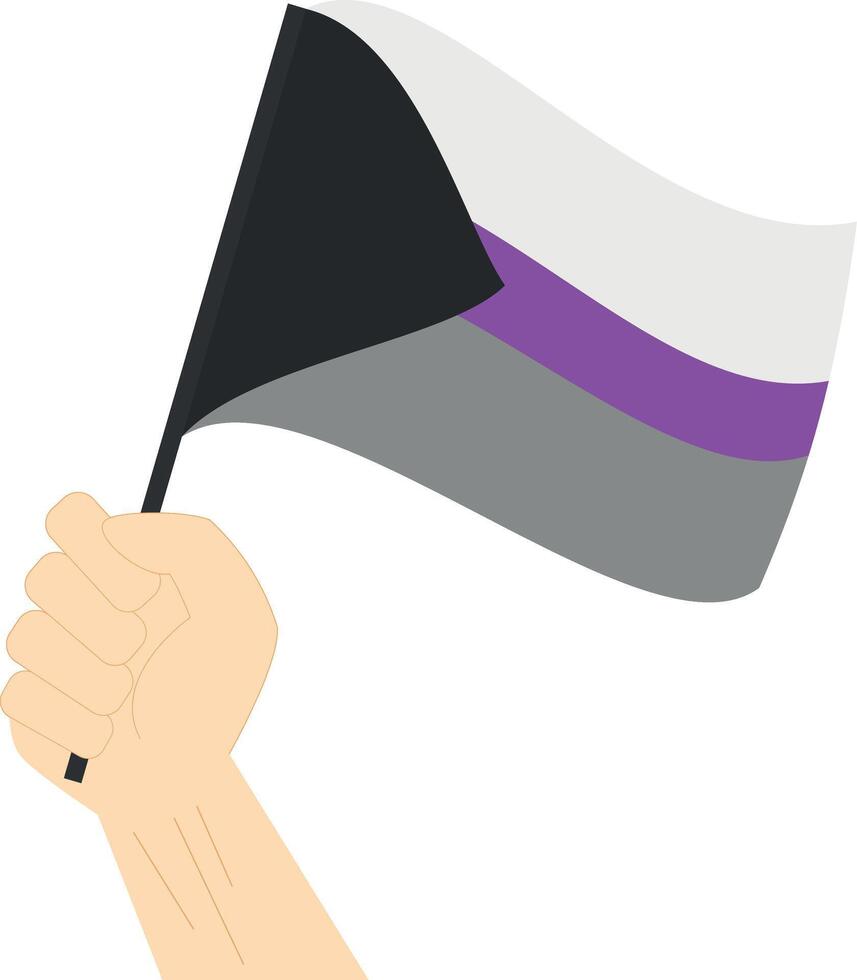 Hand Holding And Raising Demisexual Pride Flag Isolated On White