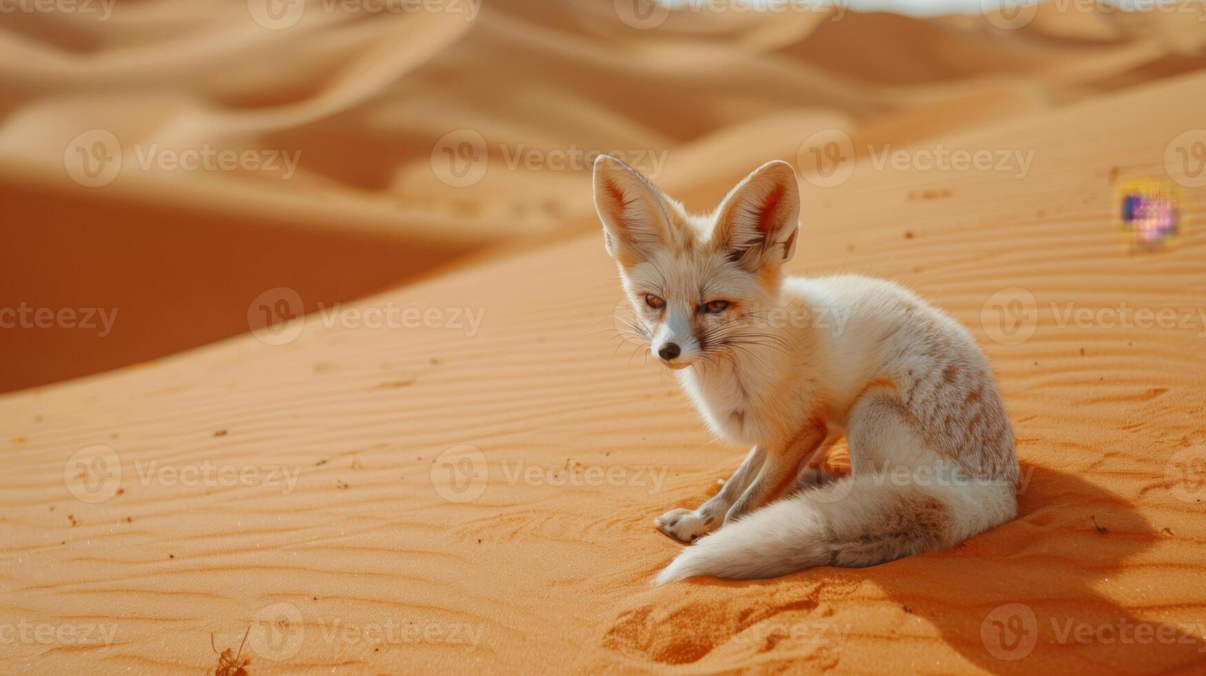 A Fennec fox sits in the sand dunes of the Sahara Desert 46162921 Stock ...