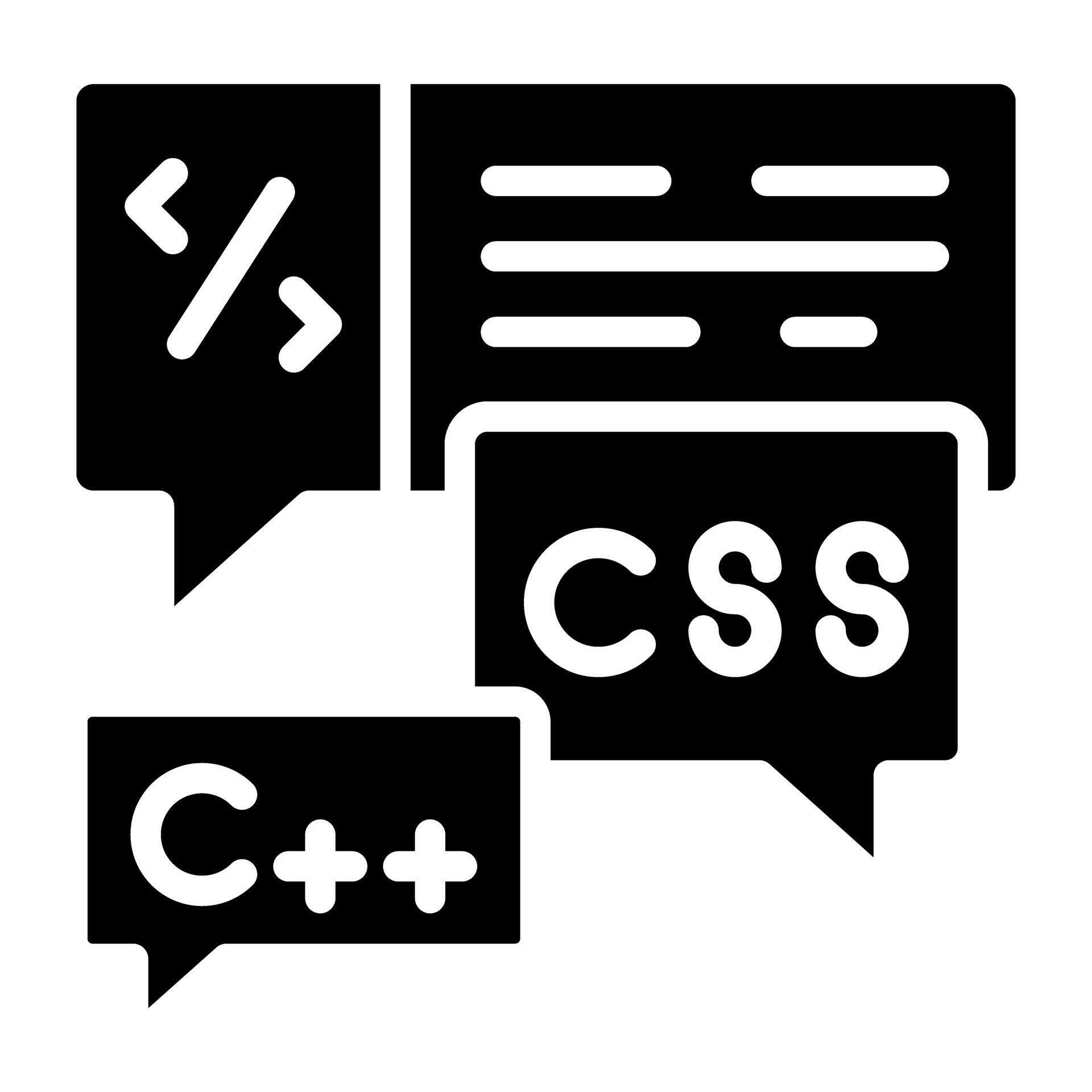 A glyph design icon of coding chat 46164972 Vector Art at Vecteezy