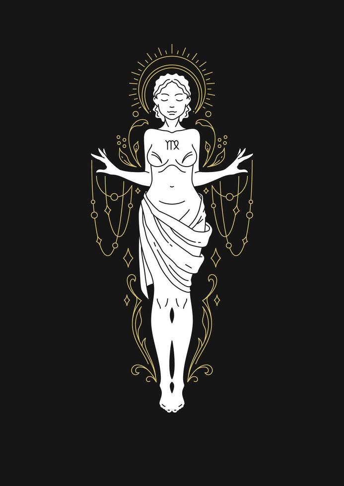 Virgo antiguo mujer diosa zodíaco astrología celestial mítico línea ... Virgo antiguo mujer diosa zodíaco astrología celestial mítico línea ...