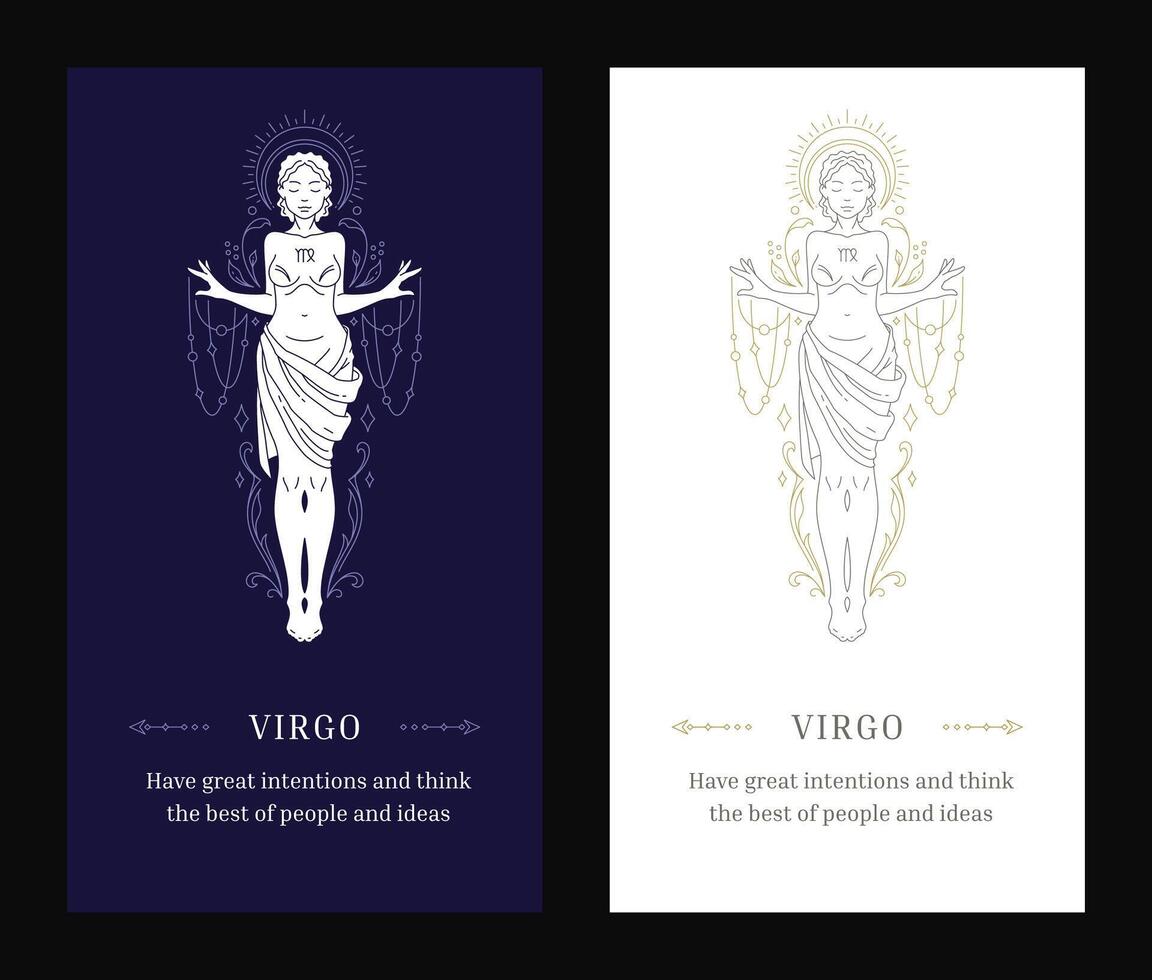 Virgo astrología mujer diosa zodíaco descripción línea Arte deco póster ... Virgo astrología mujer diosa zodíaco descripción línea Arte deco póster ...