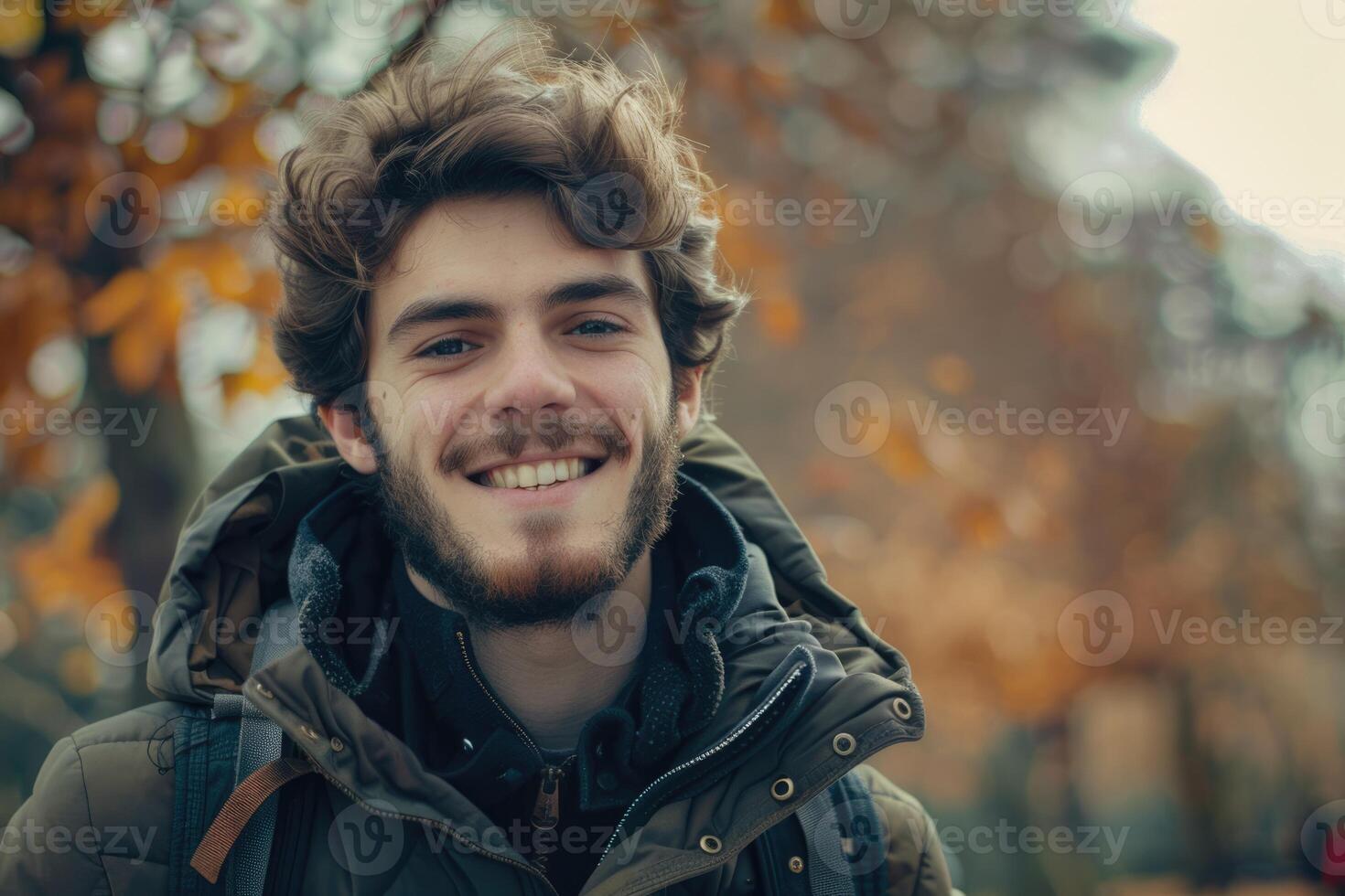 Portrait Of Young Handsome Man Smiling Outdoor 46178681 Stock Photo at ...