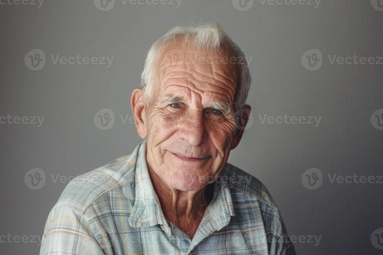 Portrait of happy older man on gray background. 46178763 Stock Photo at ...