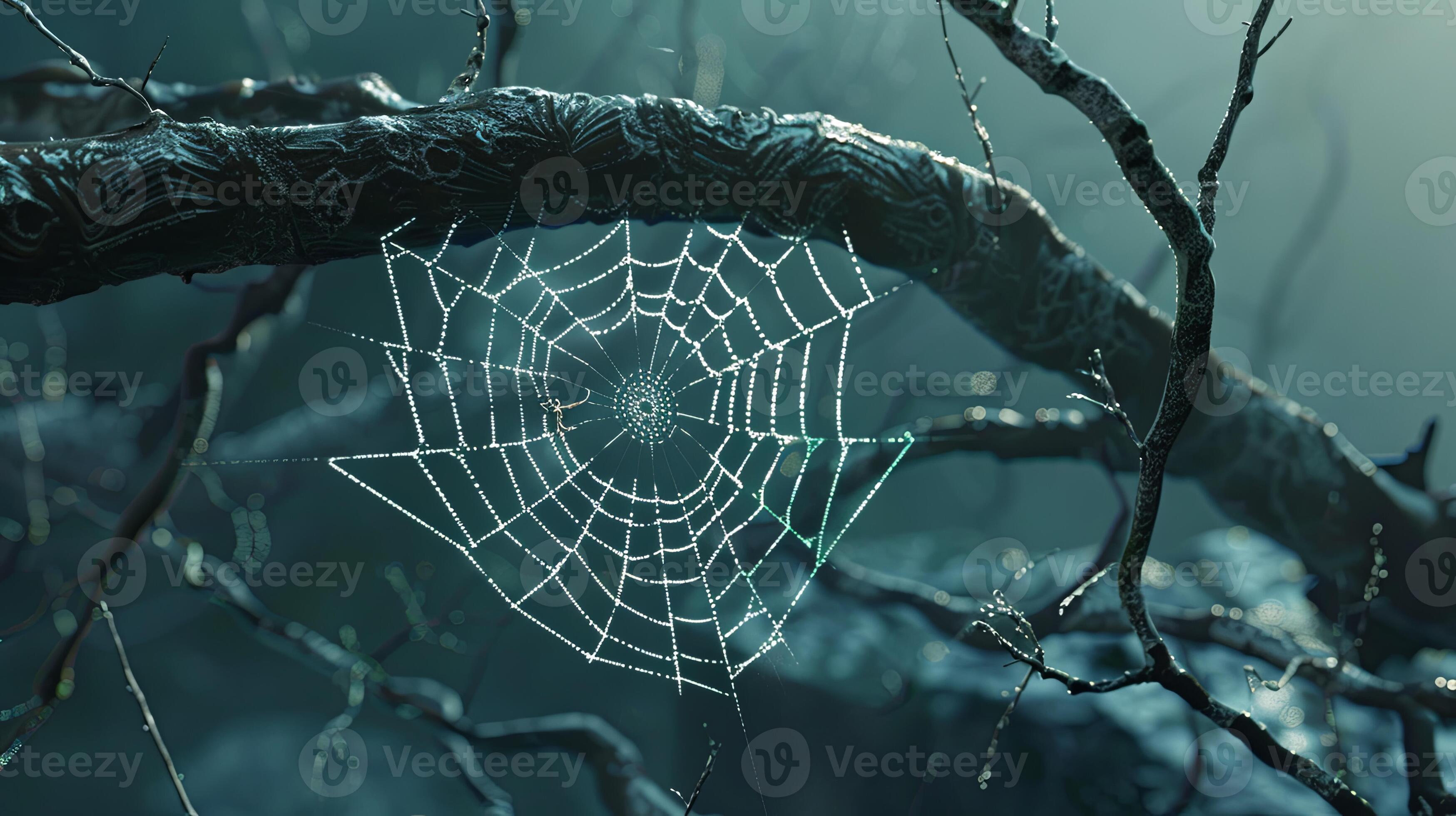 Minimalist spider web animation with glistening spider, eerie and atmospheric design 46182349 ...