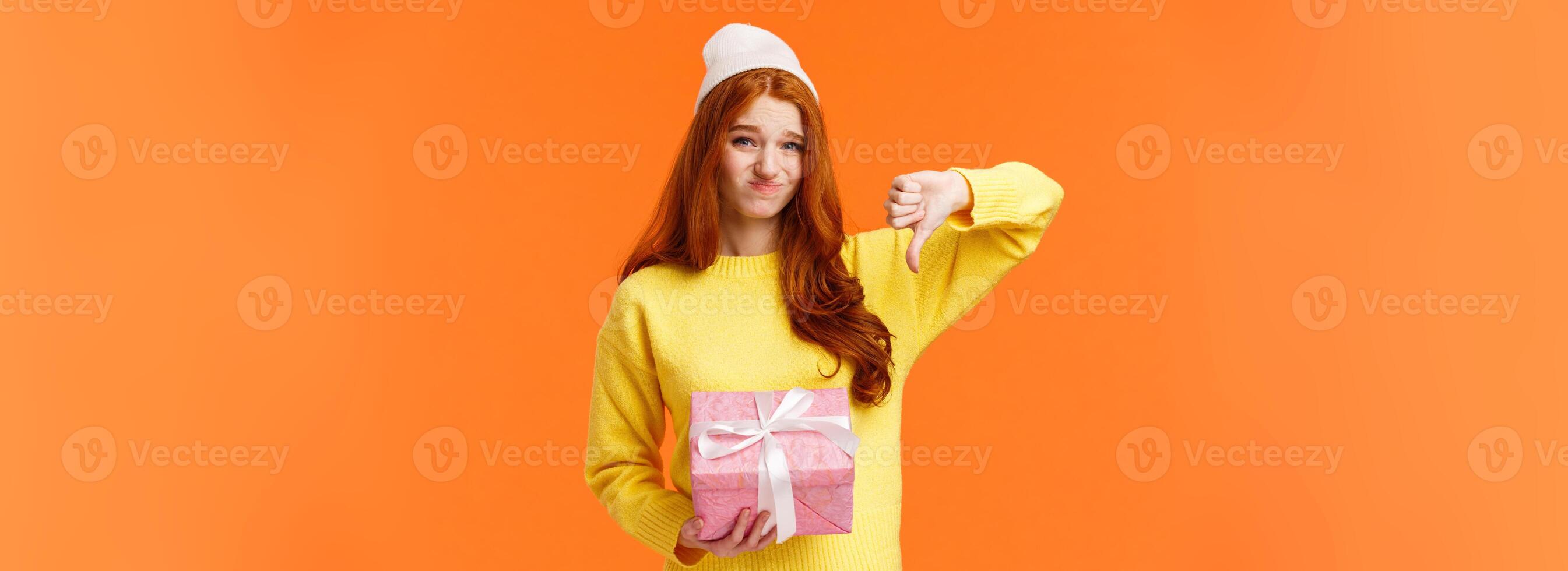 Skeptical And Awkward Cute Redhead Picky Girl Dont Like Christmas T From Aunt Show Thumb