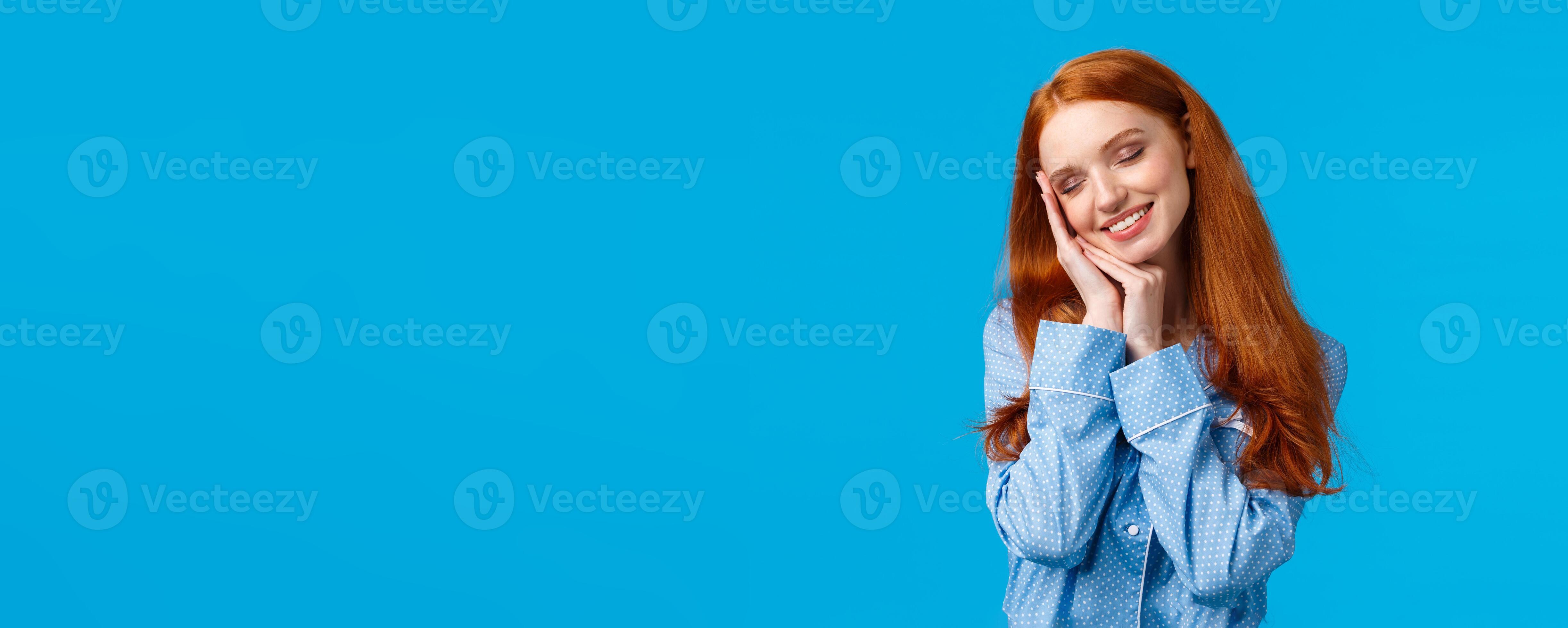 Waist Up Shot Tender And Sensual Redhead Female In Cute Soft Pyjama
