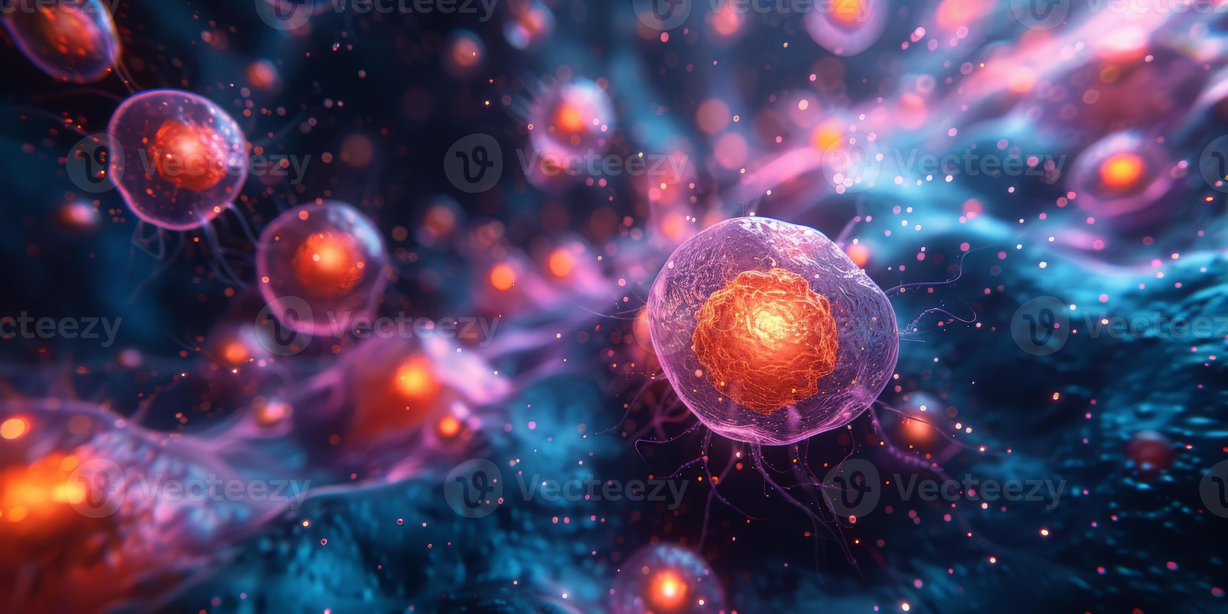 Digital Visualization Of A Cell And Its Neighboring Cells In A