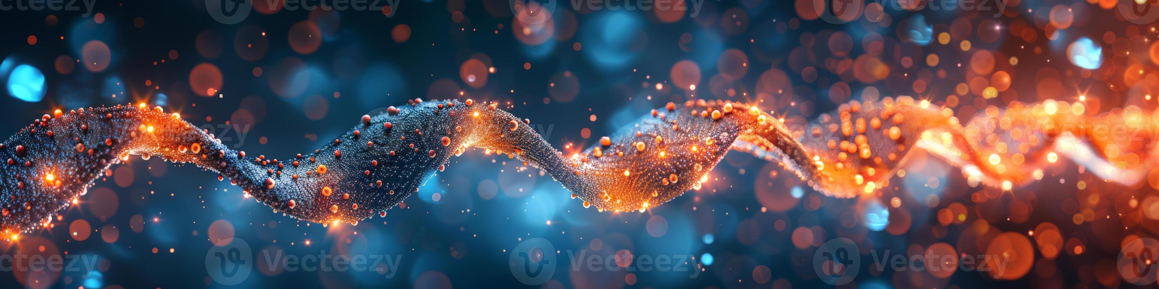 Computer generated image of particles on blue and orange background ...