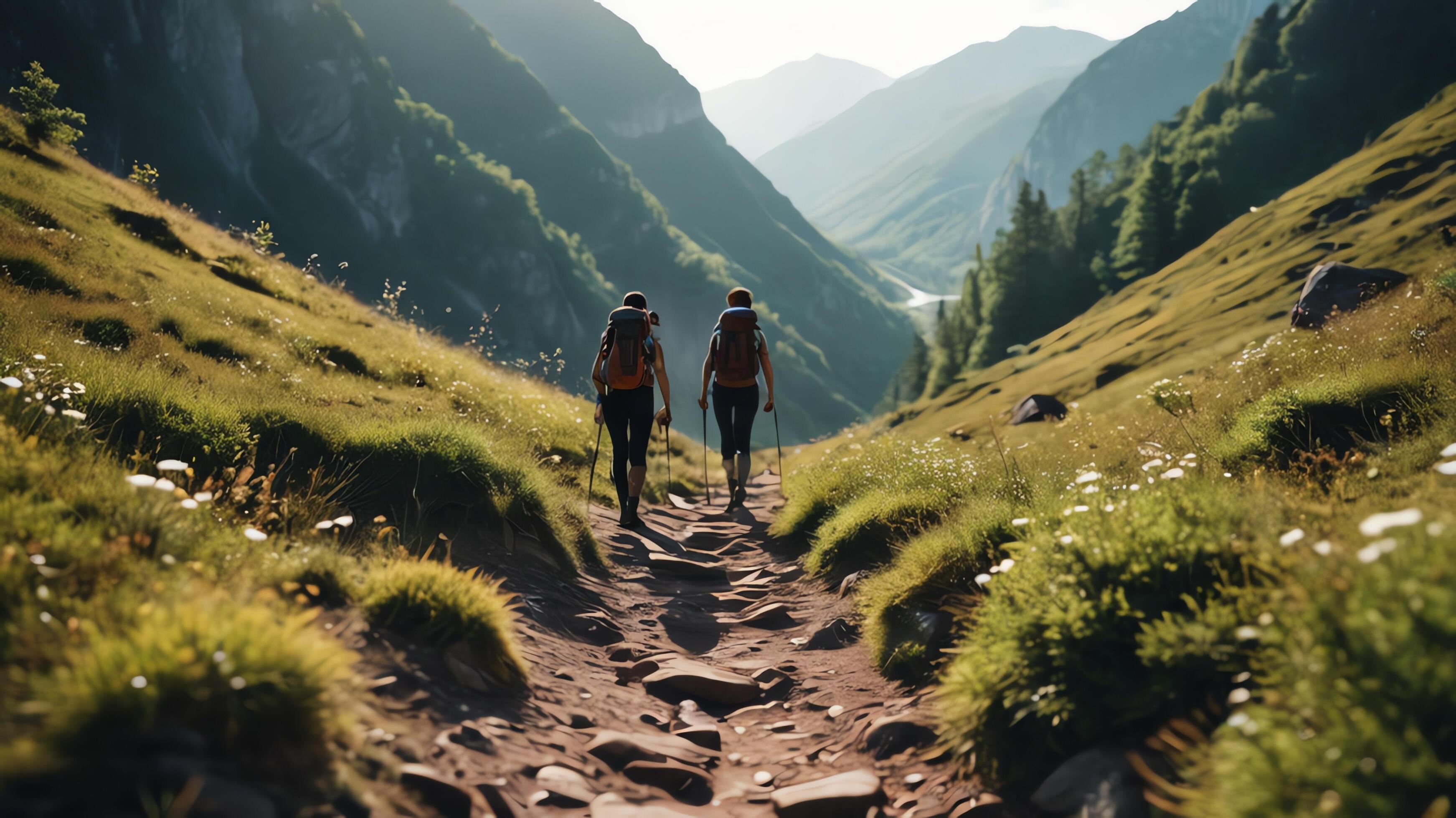people's journey hiking a mountain, mountain hiking, beautiful mountain ...