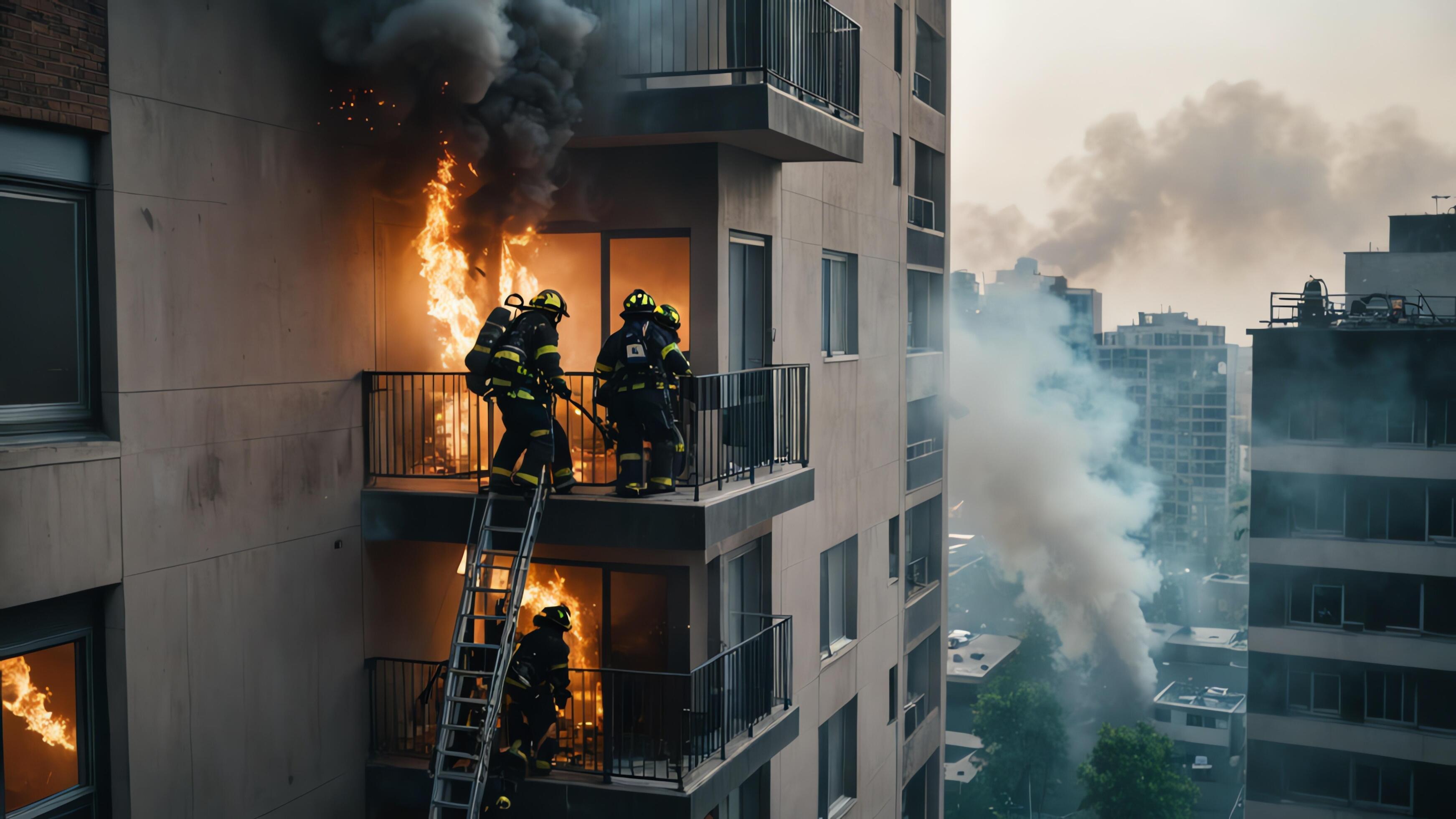 firefighting activities, the atmosphere of firefighters putting out ...