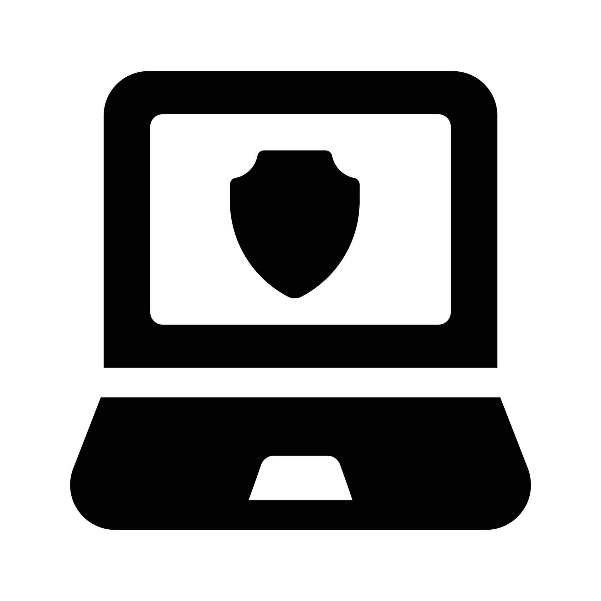 Protection shield inside laptop denoting icon of secure laptop ...