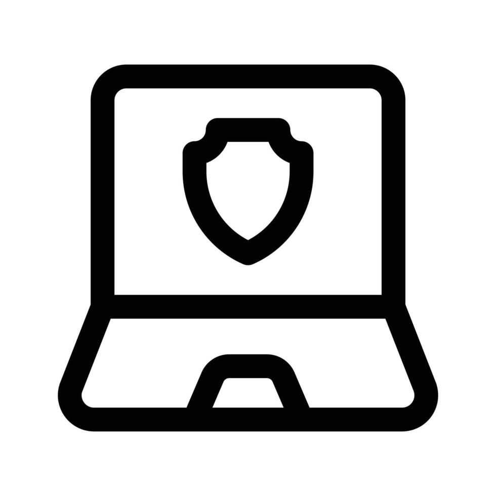 Protection shield inside laptop denoting icon of secure laptop ...