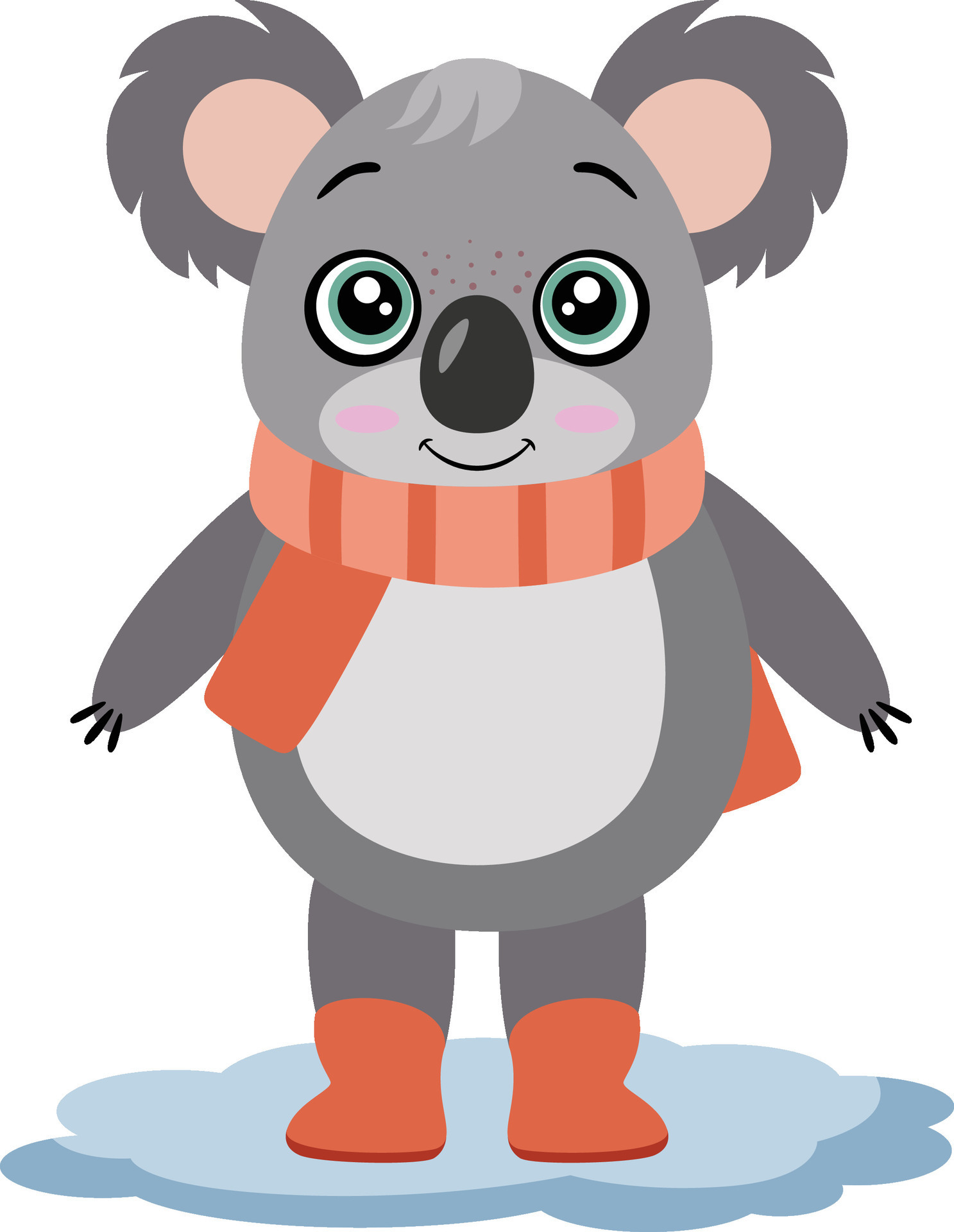 Winter koala with scarf and boots 46258356 Vector Art at Vecteezy