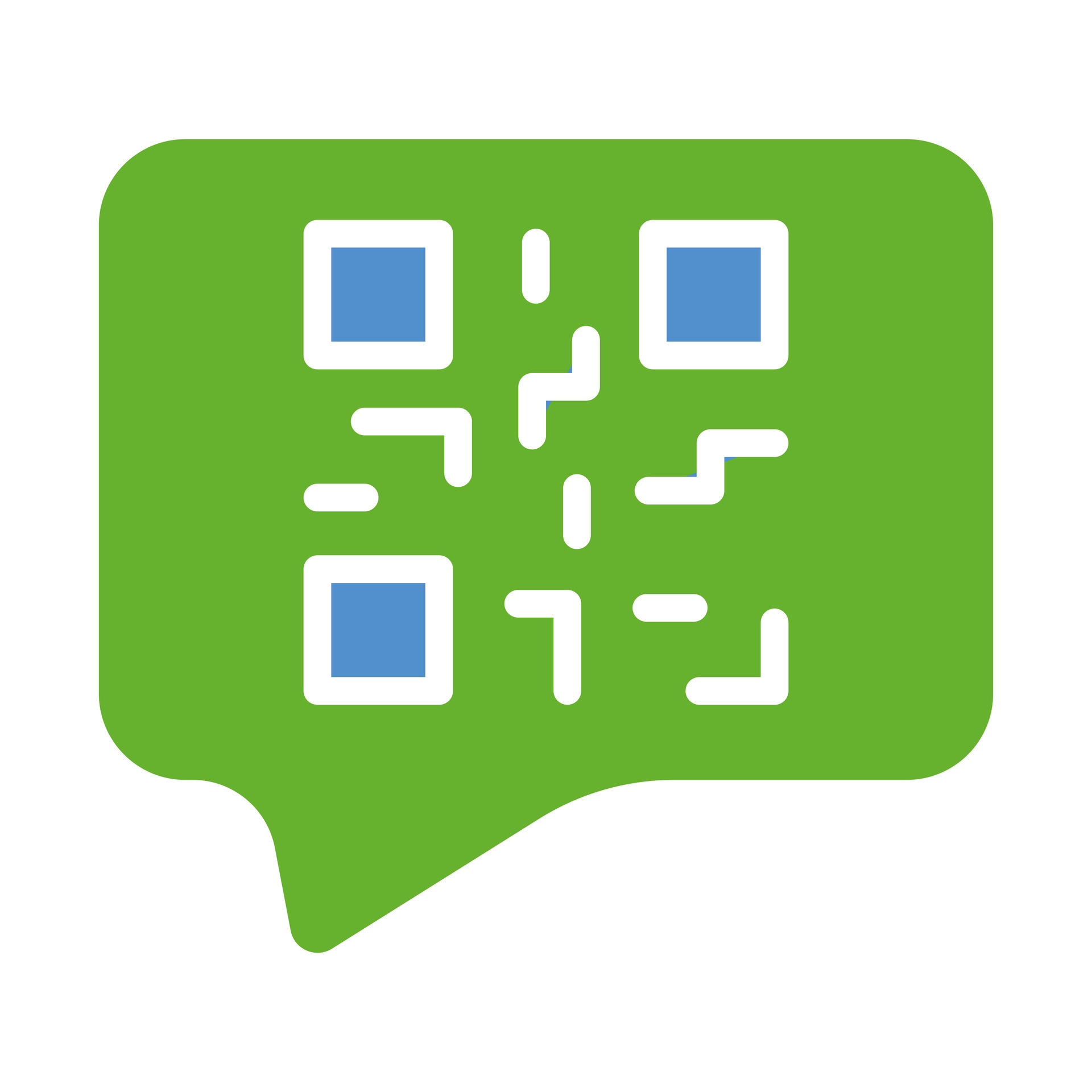 QR code inside speech bubble. Scan, scanner, encrypted information, convenient format for ...