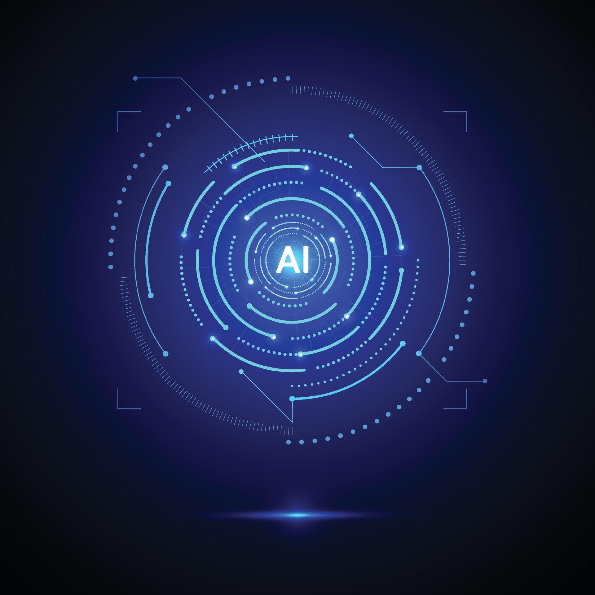 Artificial intelligence circuit line style. Machine learning design. Smart network digital ...