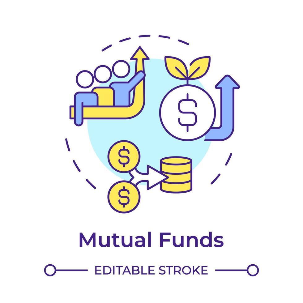 Mutual funds multi color concept icon. Asset management, investment ...