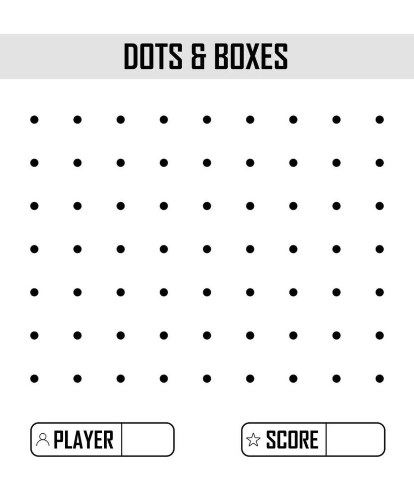 Dots and boxes note book game, kids activity notebook page, time pass kids game 46263655 Vector ...