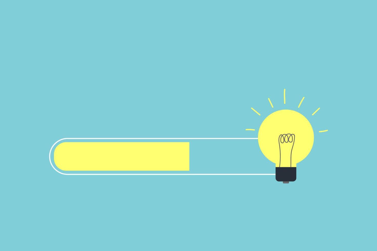 Loading idea concept. lightbulb Loading bar almost complete. 46264979 Vector Art at Vecteezy