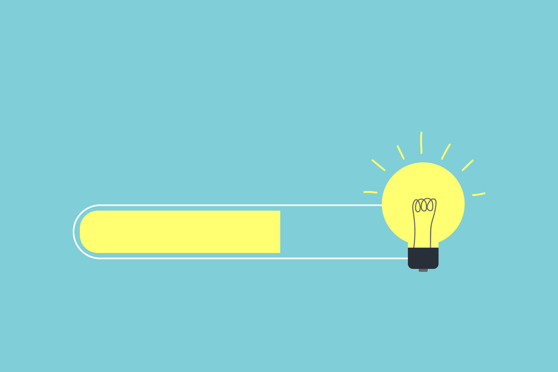 Loading idea concept. lightbulb Loading bar almost complete. 46264979 Vector Art at Vecteezy