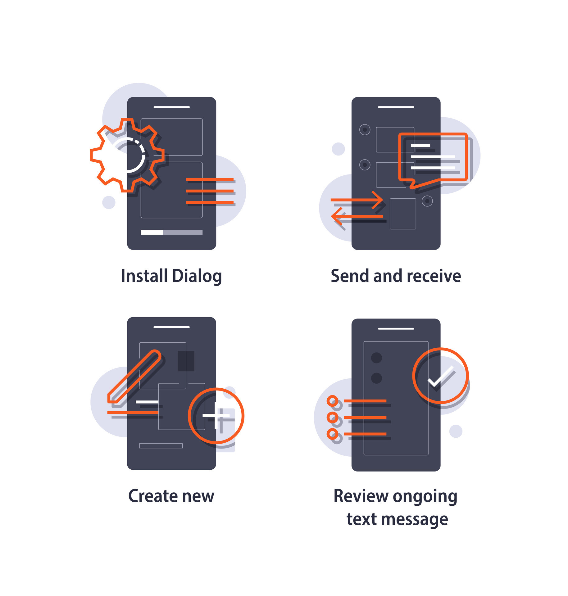 Send and receive messages,Notification message concept SMS bubble on the screen 46265817 Vector ...
