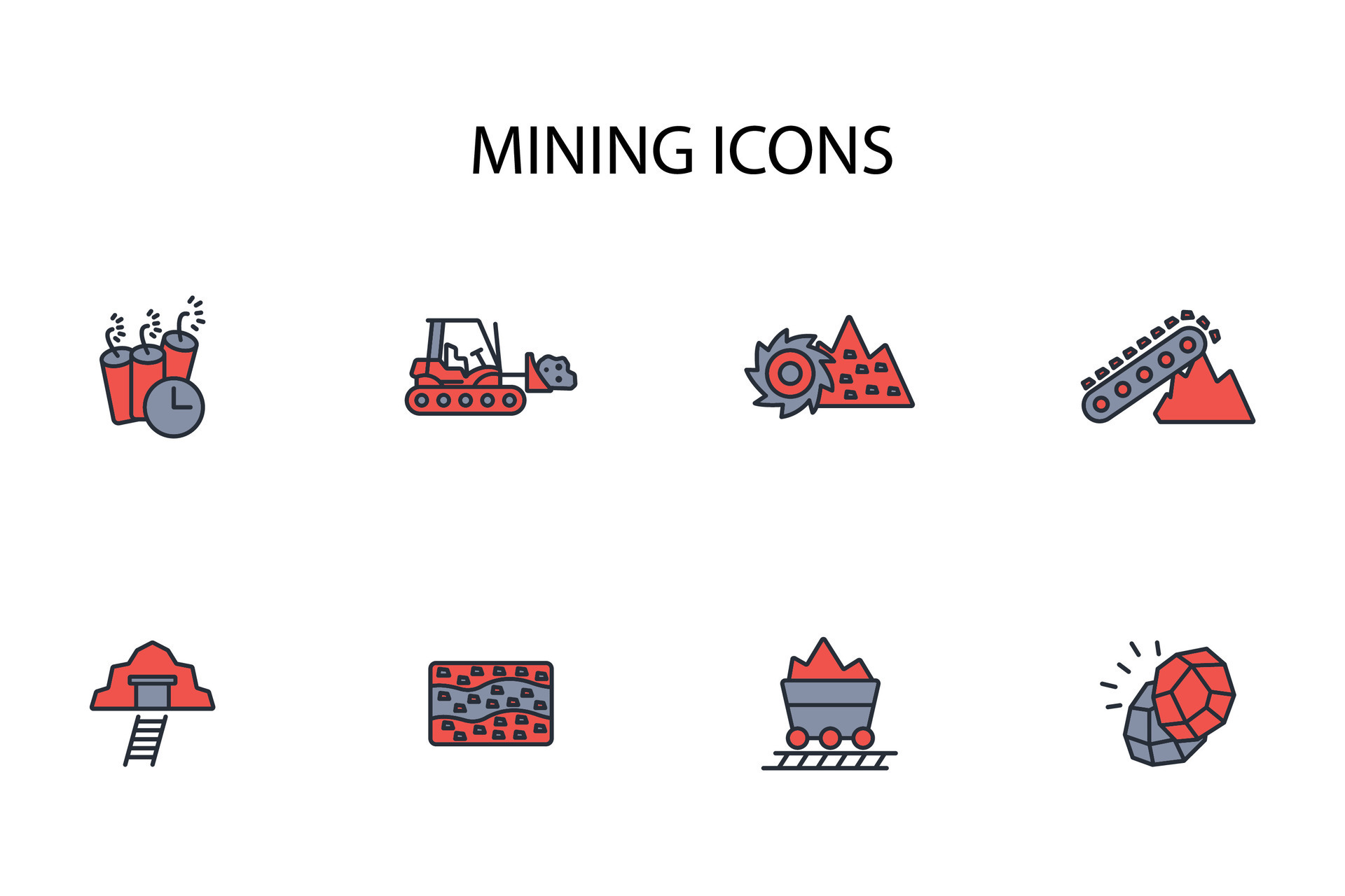 Mining icon set..Editable stroke.linear style sign for use web design ...