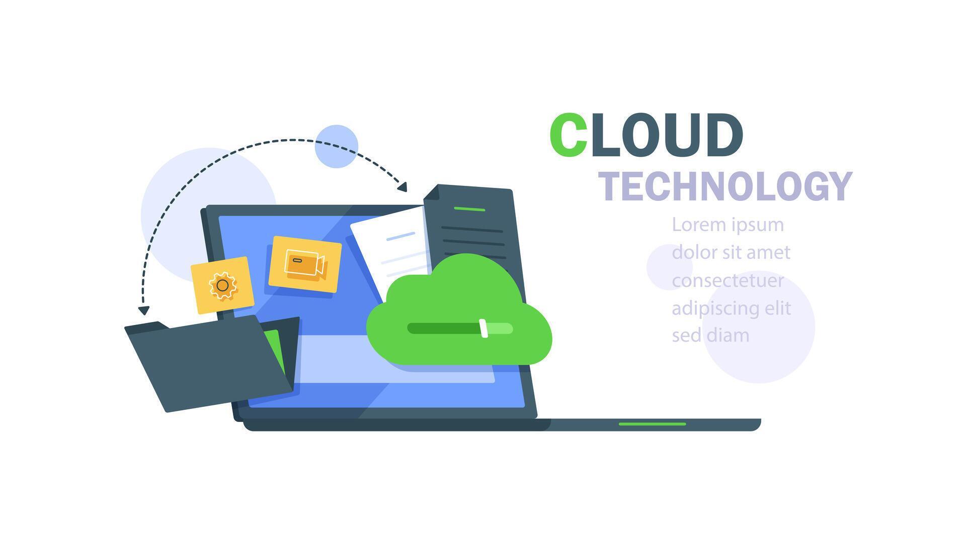 Cloud computing concept,cloud server,device data exchange and file synchronization concept ...