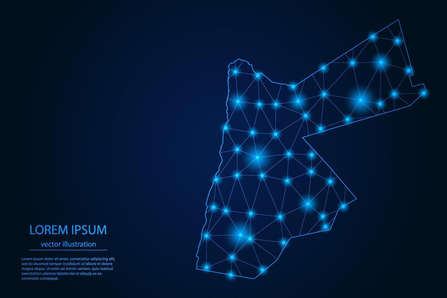 resumen imagen Jordán mapa - con azul resplandor puntos y líneas en oscuro degradado fondo, 3d ...