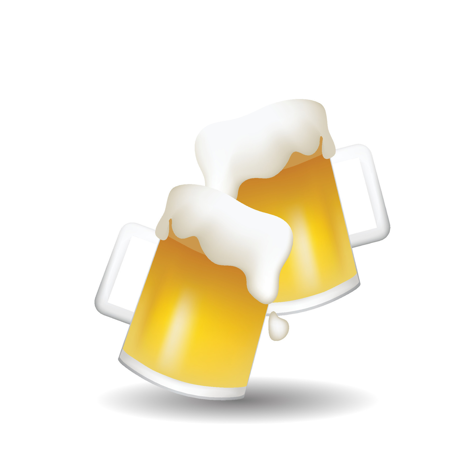 Two glasses with fresh yellow live beer emoji illustration isolated on a white background ...