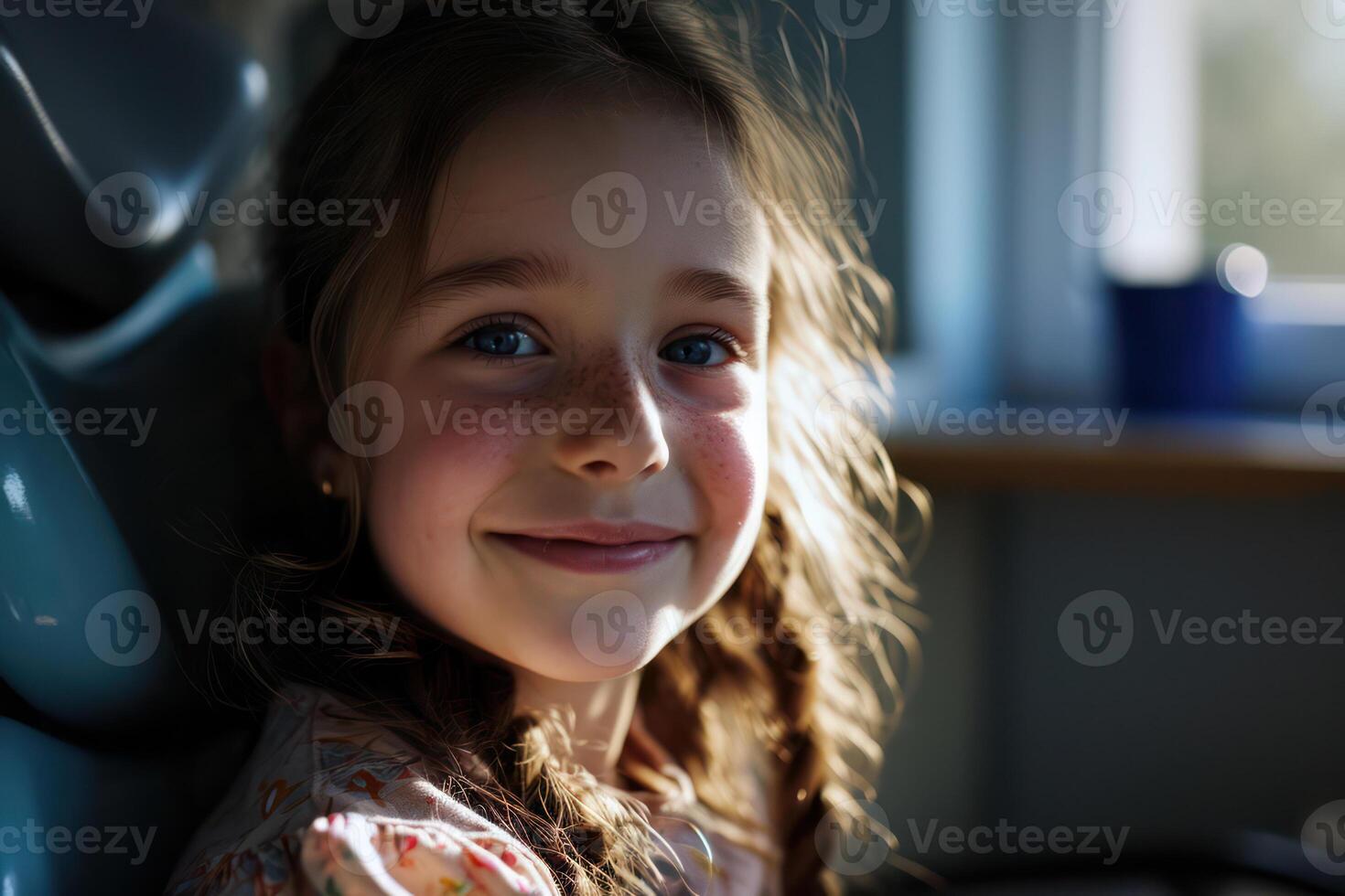 Innocent Portrait Of A Happy Cute Caucasian Girl With Lovely