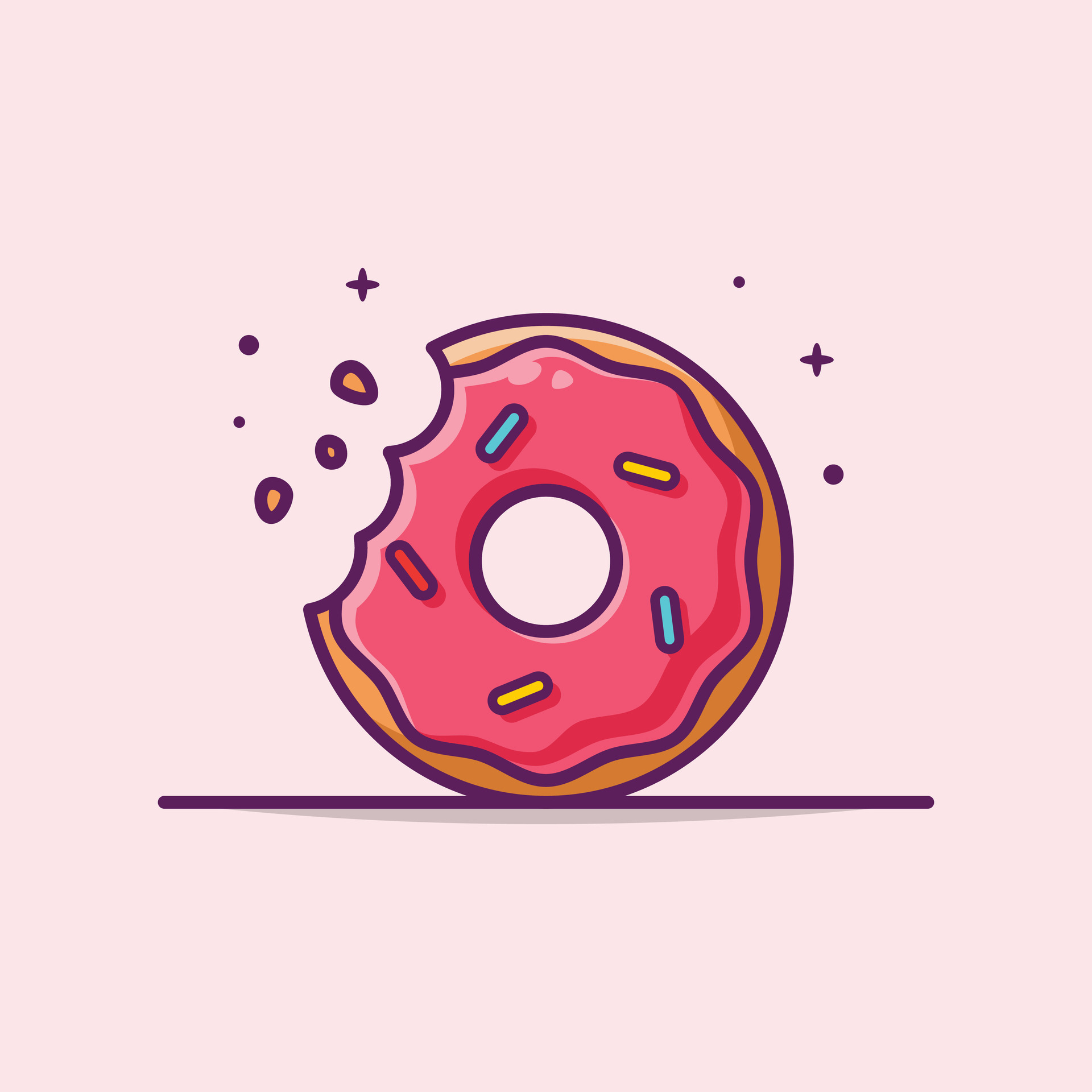 Bitten Donut Cartoon Illustration 46292833 Vector Art At Vecteezy