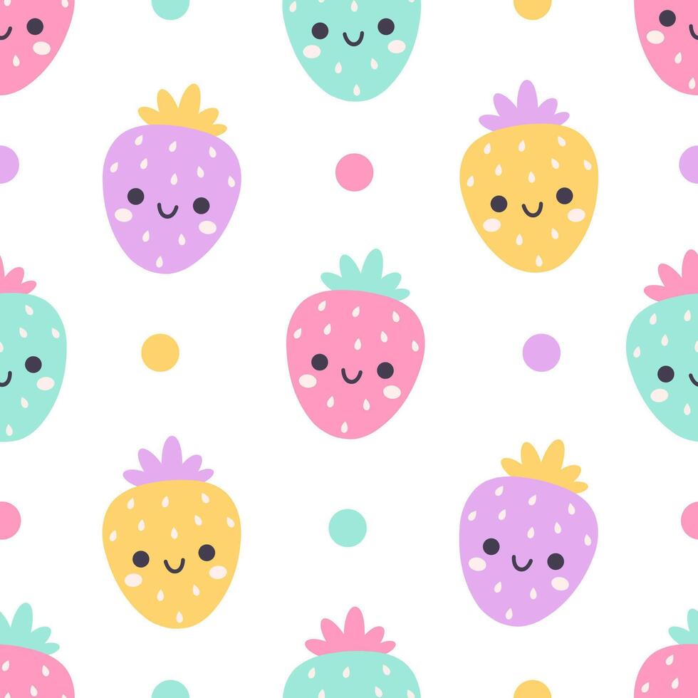 sin costura modelo con linda dibujos animados fresa caracteres. Fruta ... sin costura modelo con linda dibujos animados fresa caracteres. Fruta ...