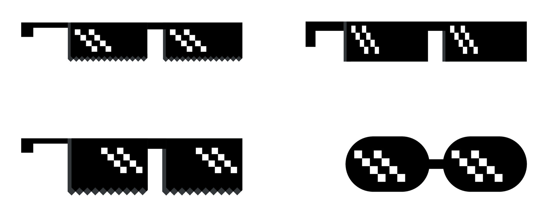 Thug Life Glasses Pixel Mlg Shades Isolated On White Background