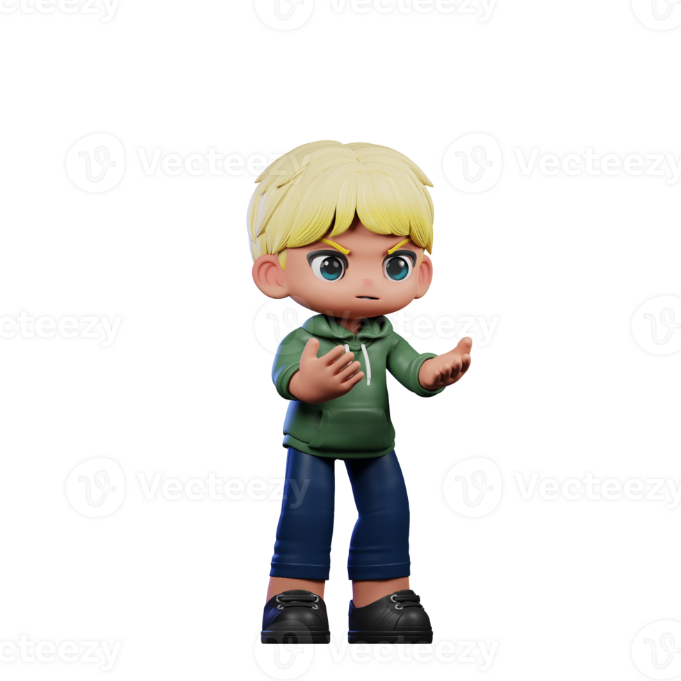 3d Cartoon Character With Blonde Hair Angry Pose 46301048 Png