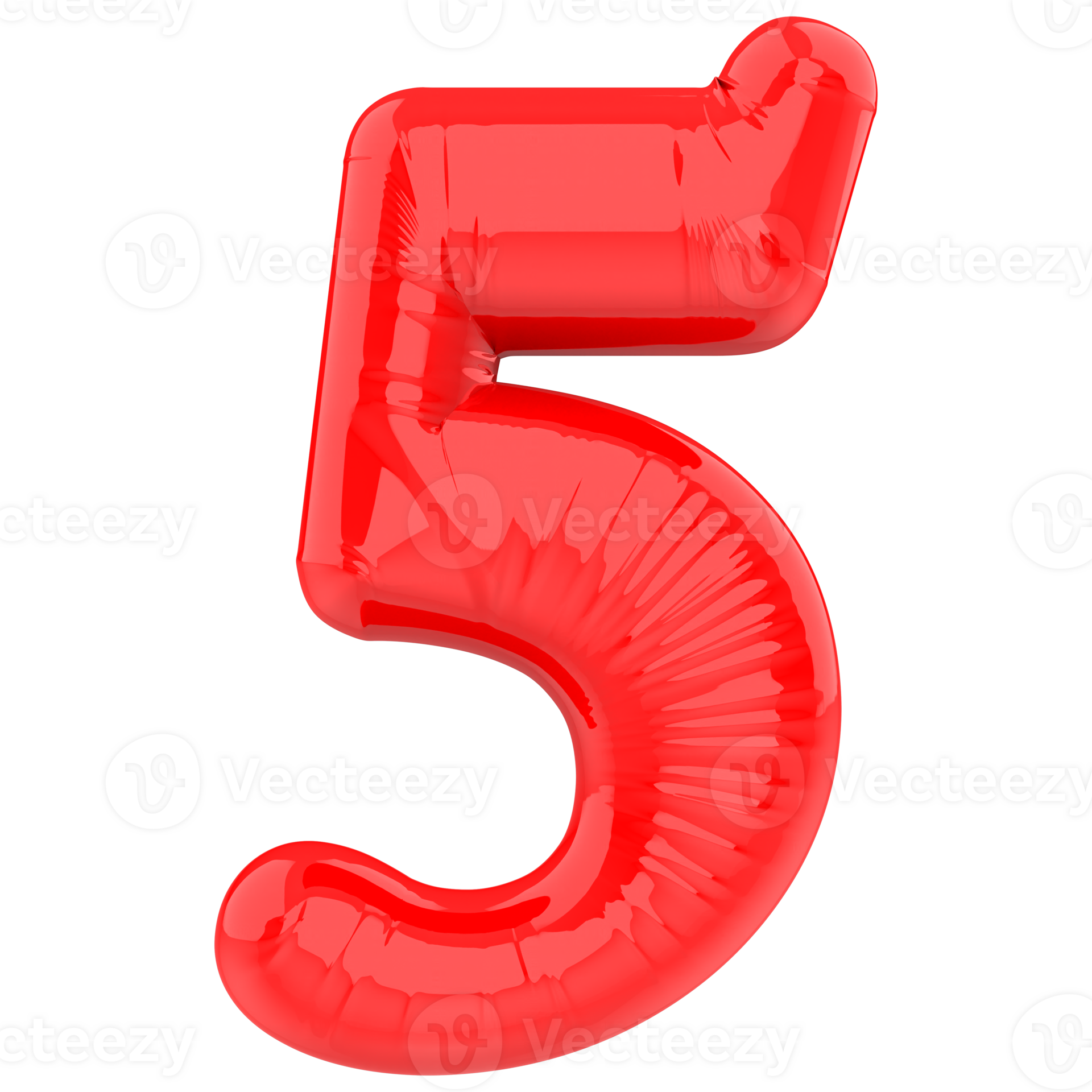 Number 5 Red 3D Render 46301556 PNG
