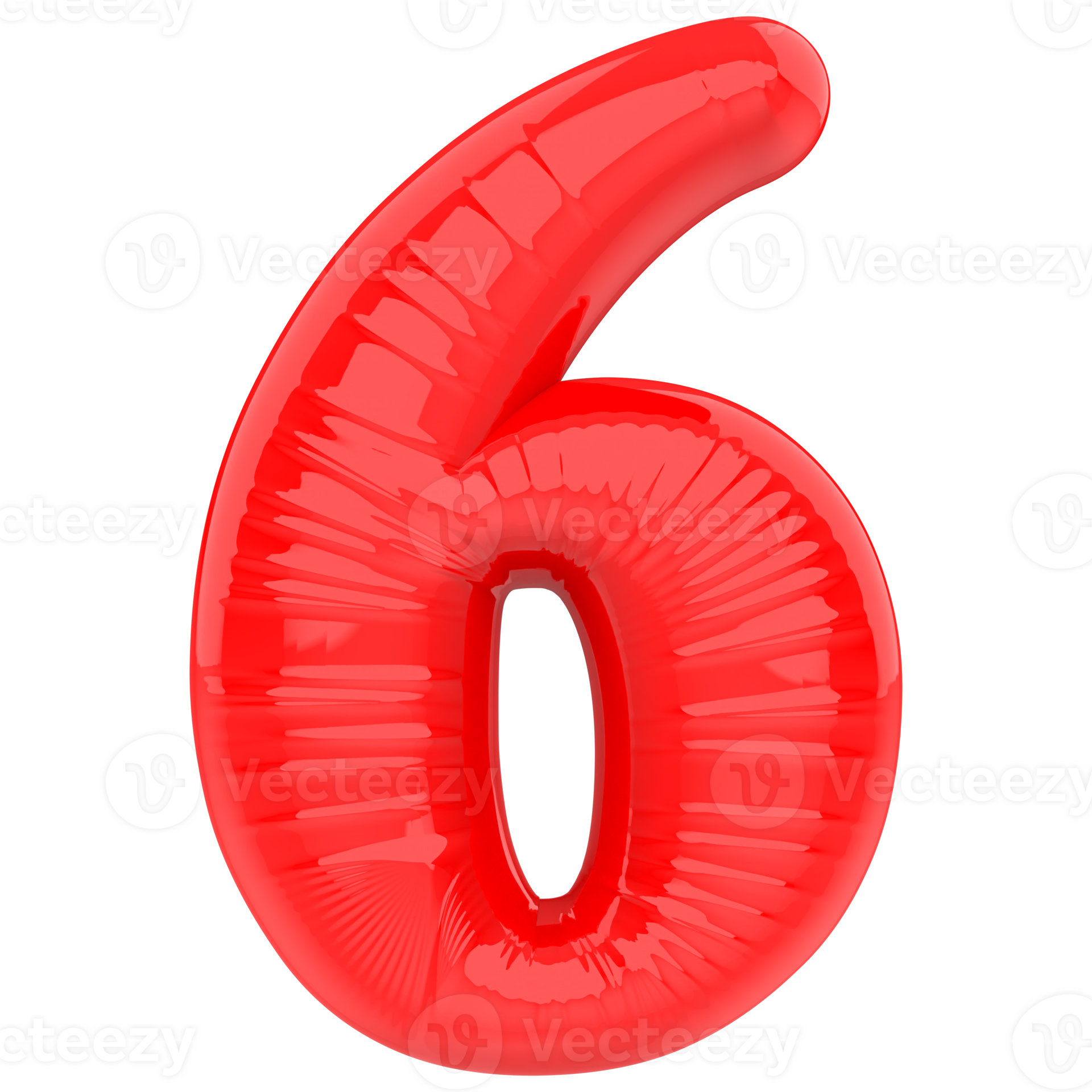 Number 6 Red 3D Render 46301559 PNG