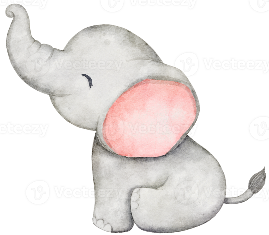 Watercolor Elephant Sitting for Baby Girl 46304501 PNG
