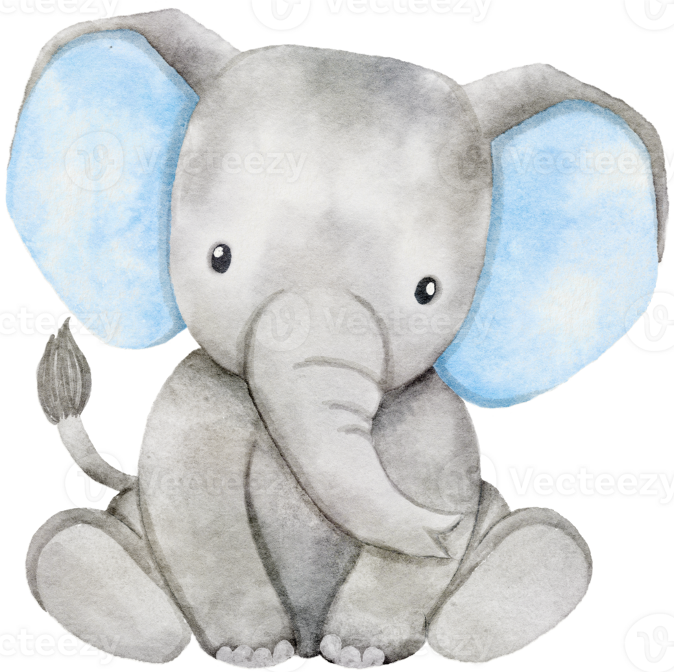 Watercolor Elephant Sitting for Baby Boy 46304550 PNG