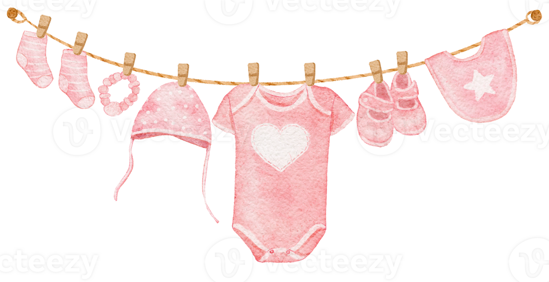 Watercolor Pink Baby Clothes Hanging on a Clothes rack for Card Template Frame 46304573 PNG