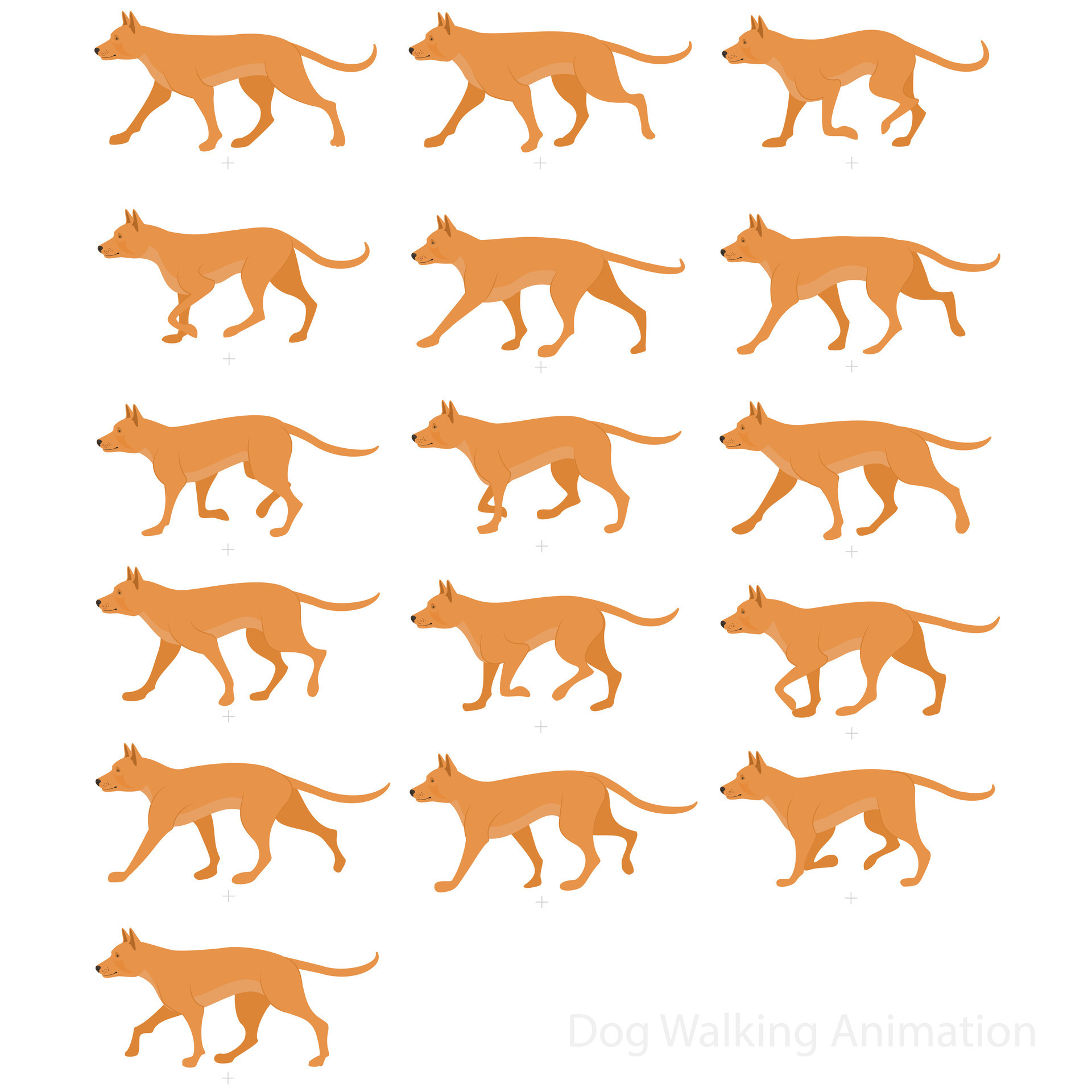Dog walk Animation sprite sheet, walk cycle Animation sequence ...