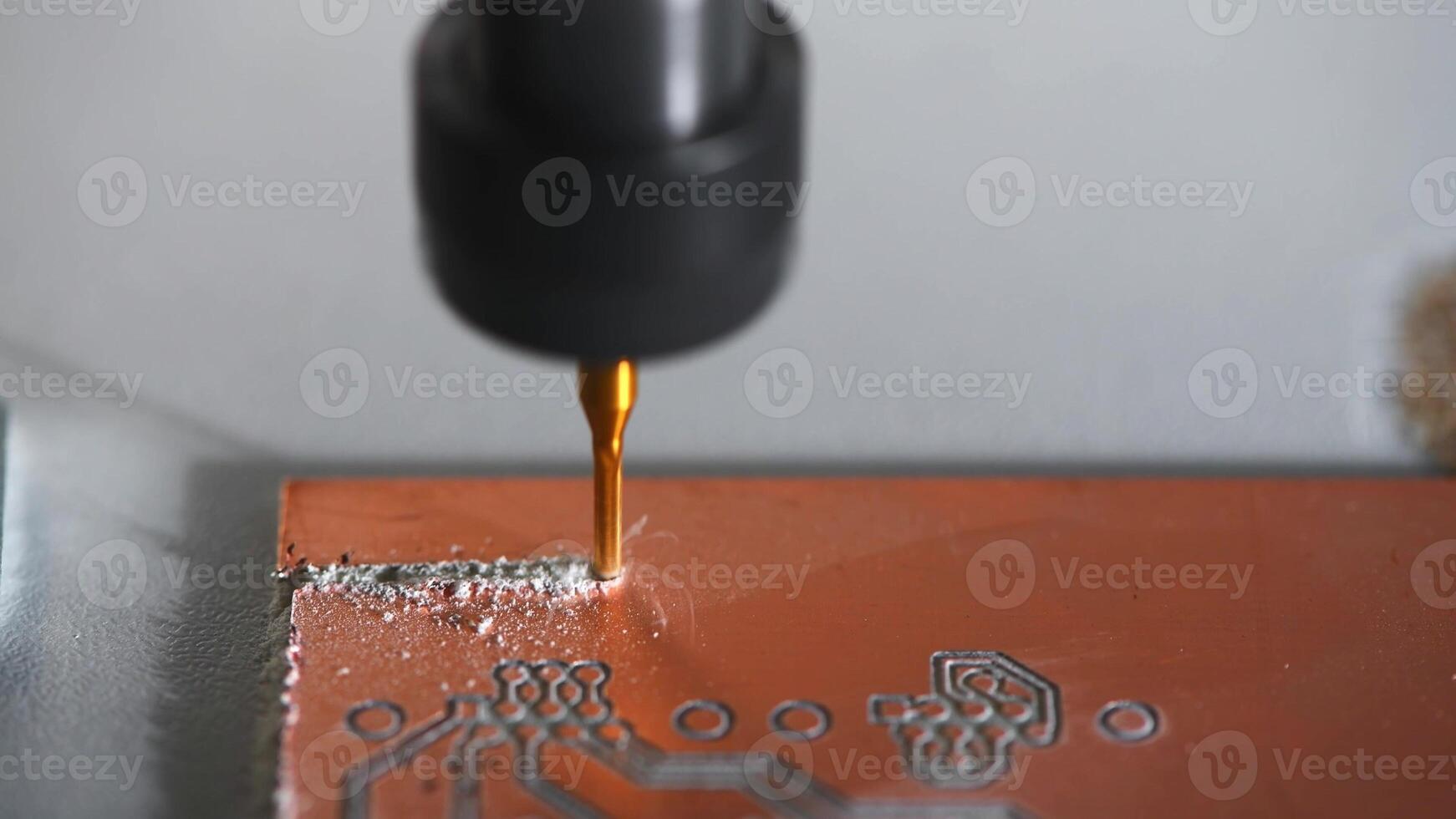 Machine With Numerical Control Cnc Carries Out Milling Of Printed Circuit Boards Circuit