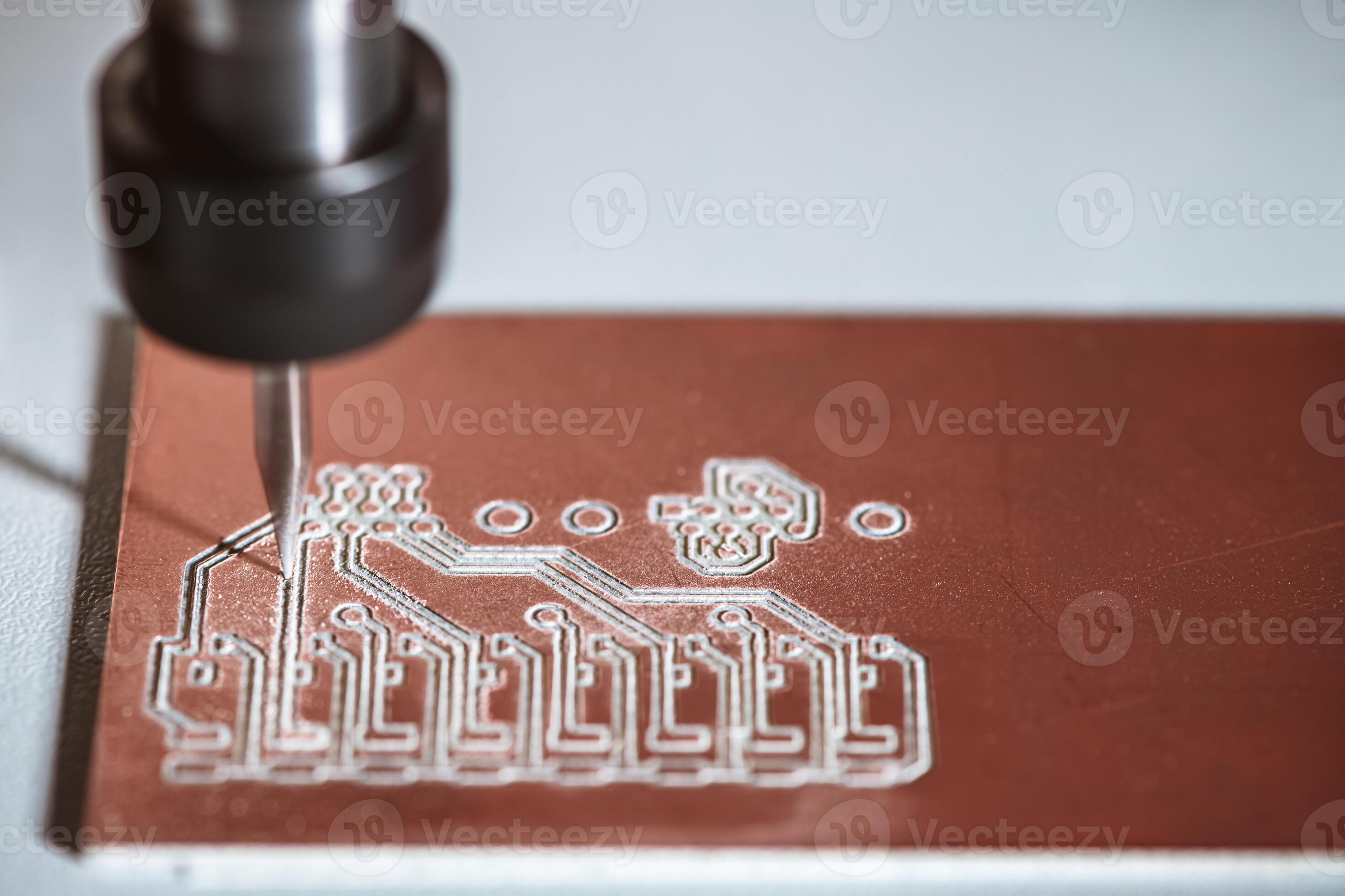 machine with numerical control CNC carries out milling of printed circuit boards, Circuit ...