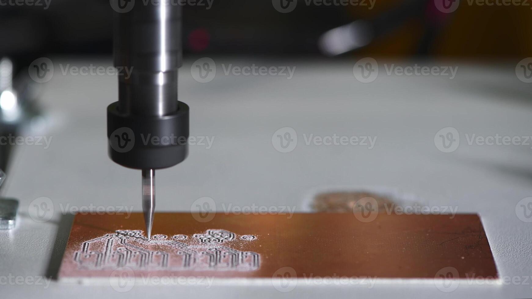 Machine With Numerical Control Cnc Carries Out Milling Of Printed Circuit Boards Circuit