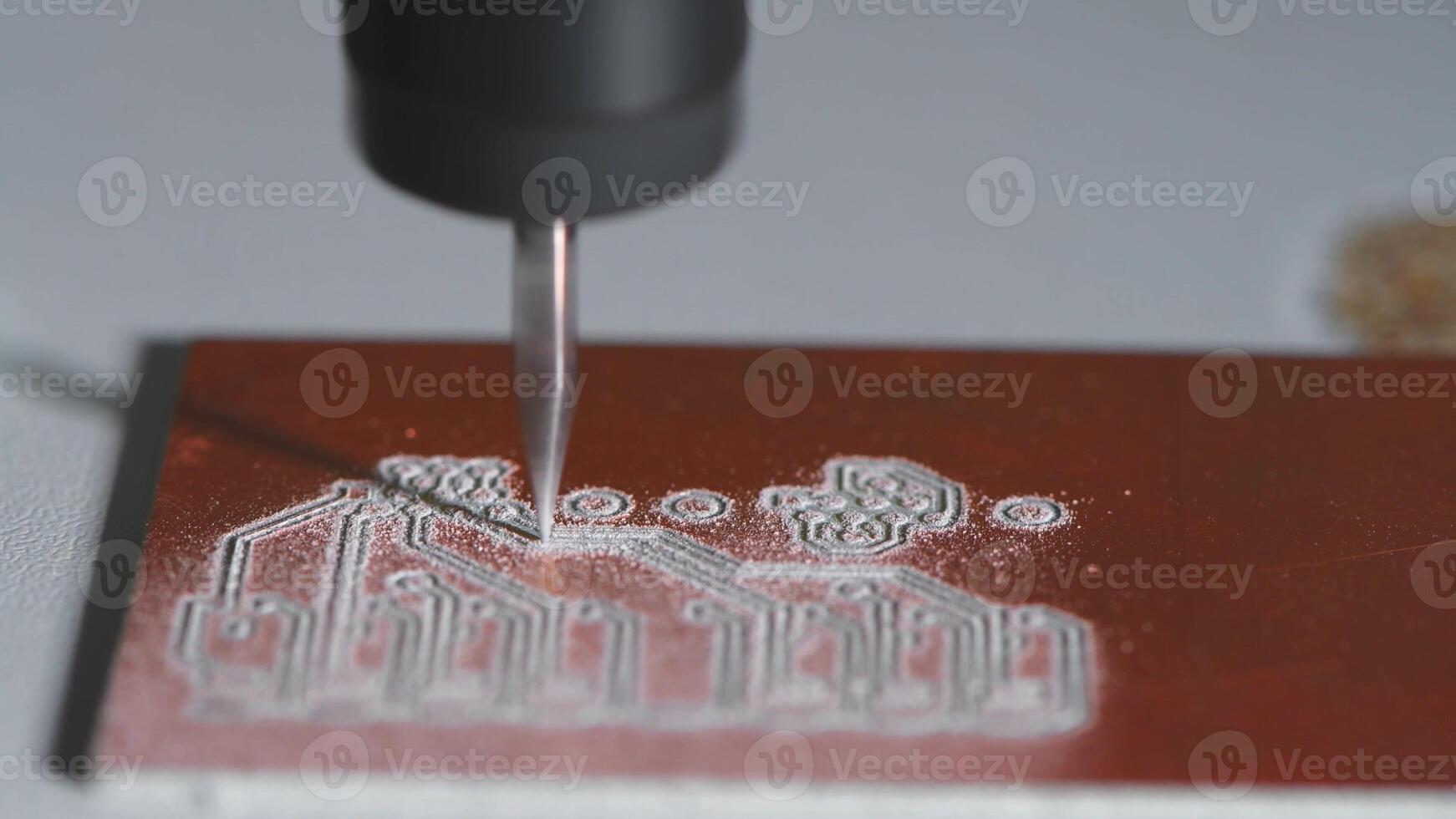 Machine With Numerical Control Cnc Carries Out Milling Of Printed Circuit Boards Circuit