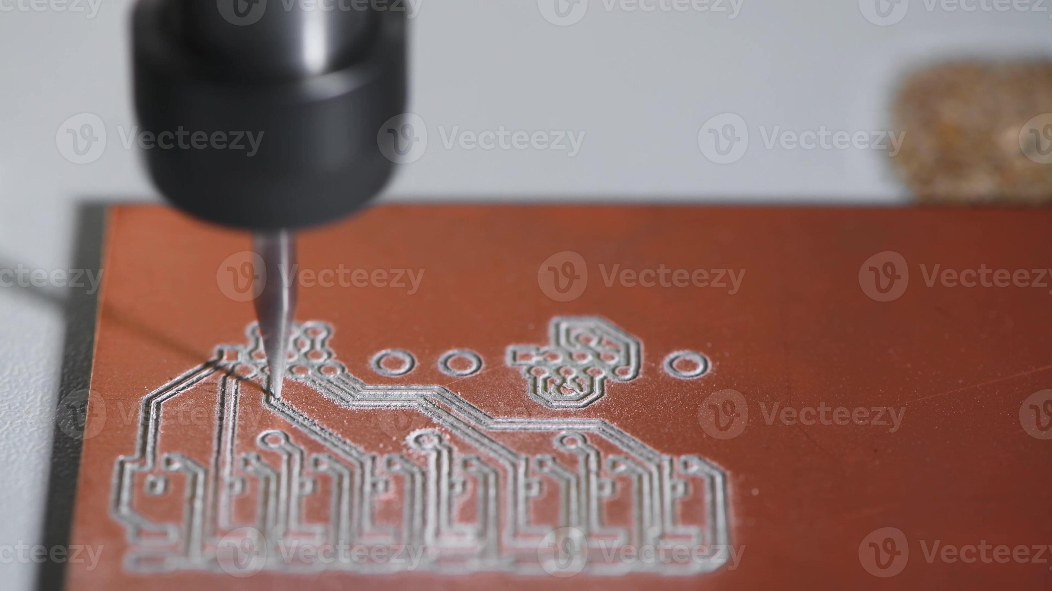 machine with numerical control CNC carries out milling of printed circuit boards, Circuit ...