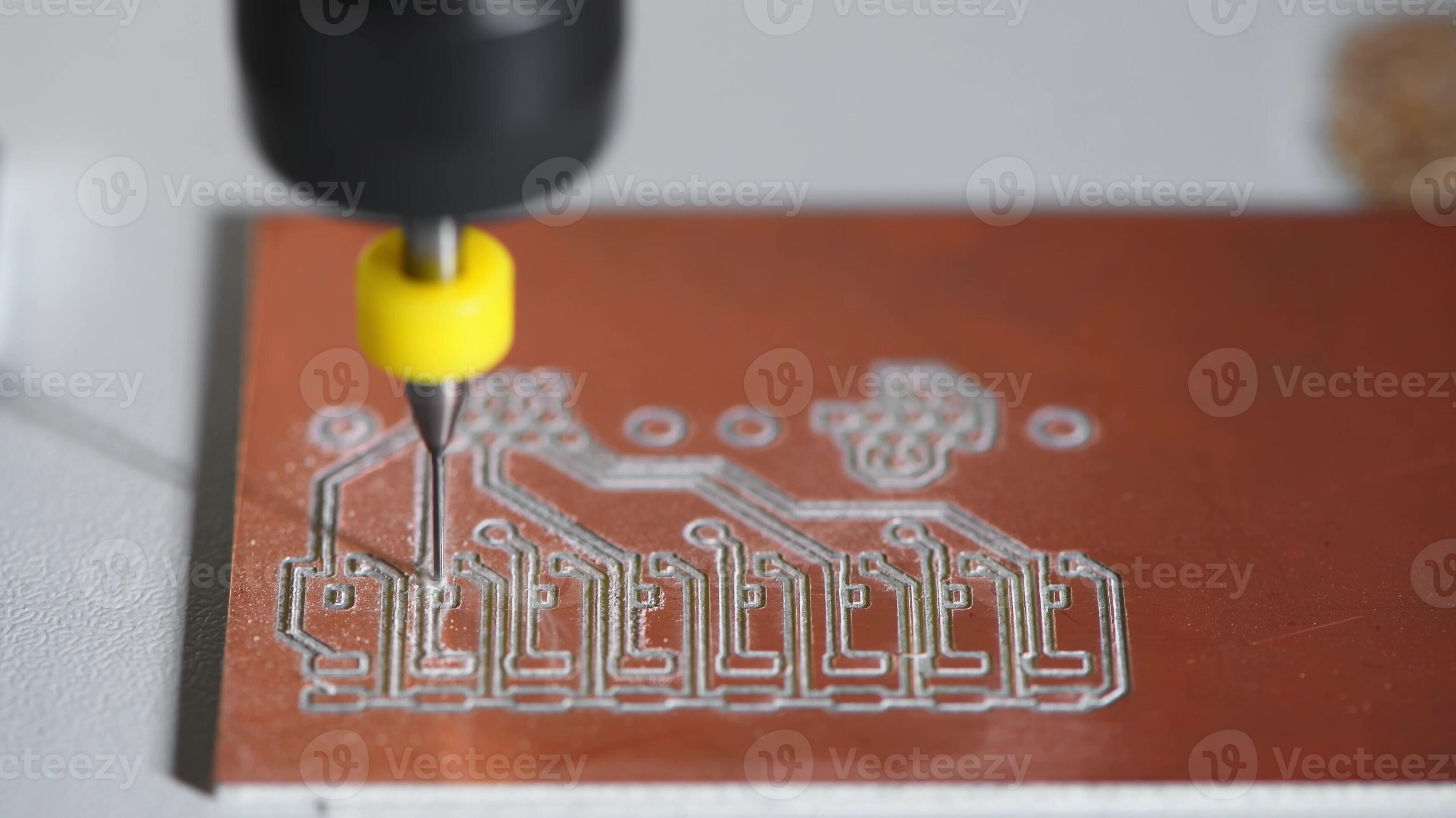 machine with numerical control CNC carries out milling of printed circuit boards, Circuit ...