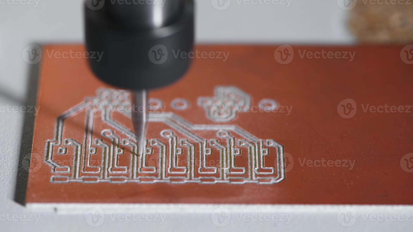 Machine With Numerical Control Cnc Carries Out Milling Of Printed Circuit Boards Circuit