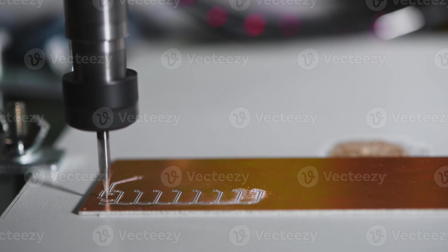 Machine With Numerical Control Cnc Carries Out Milling Of Printed Circuit Boards Circuit