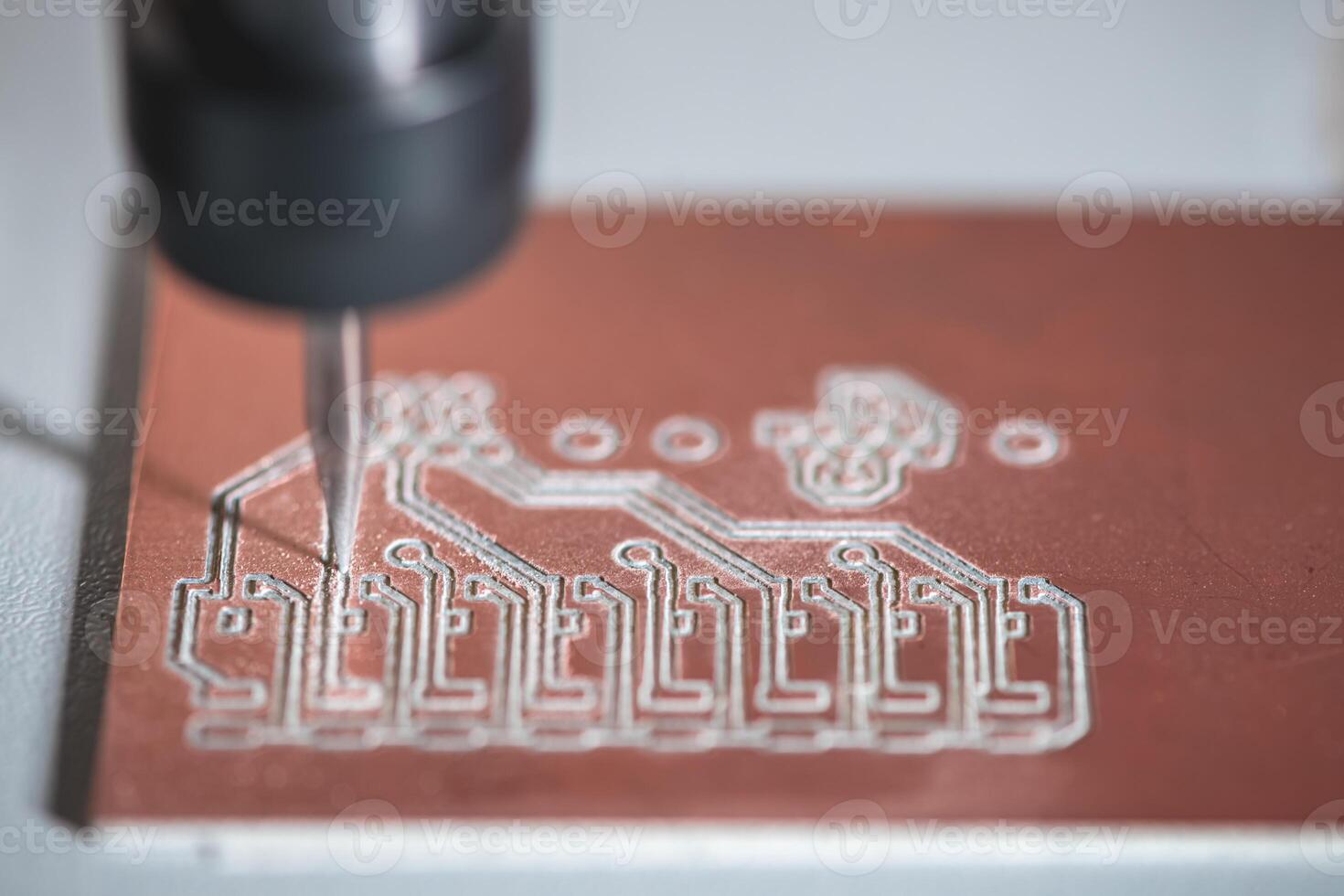 Machine With Numerical Control Cnc Carries Out Milling Of Printed Circuit Boards Circuit